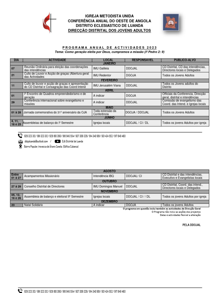 Programa Anual de Actividade 2023 | PDF