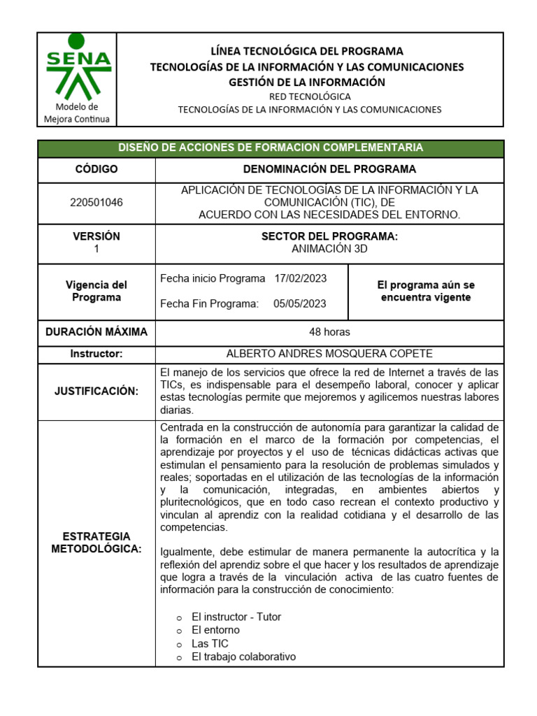 Guia De Aprendizaje Tics Animacion 3d Pdf Internet Servicio De