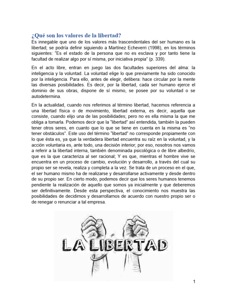 Qué Son Los Valores de La Libertad | PDF