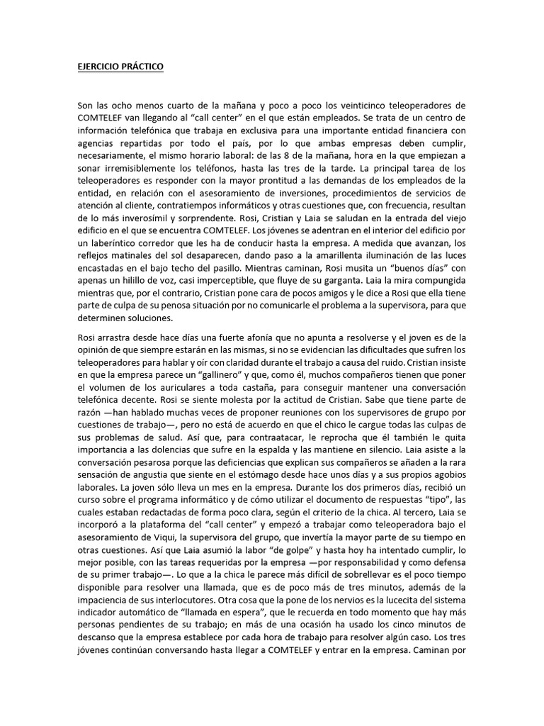 EJERCICIO PRÁCTICO Riesgo Psicosocial 2023 EET2 | PDF | Centro de llamadas