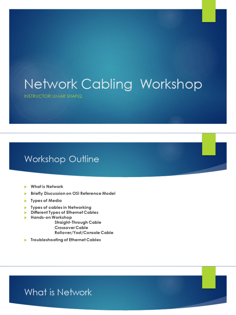 Network Cabling Workshop Presentation Pdf Computer Network Osi Model