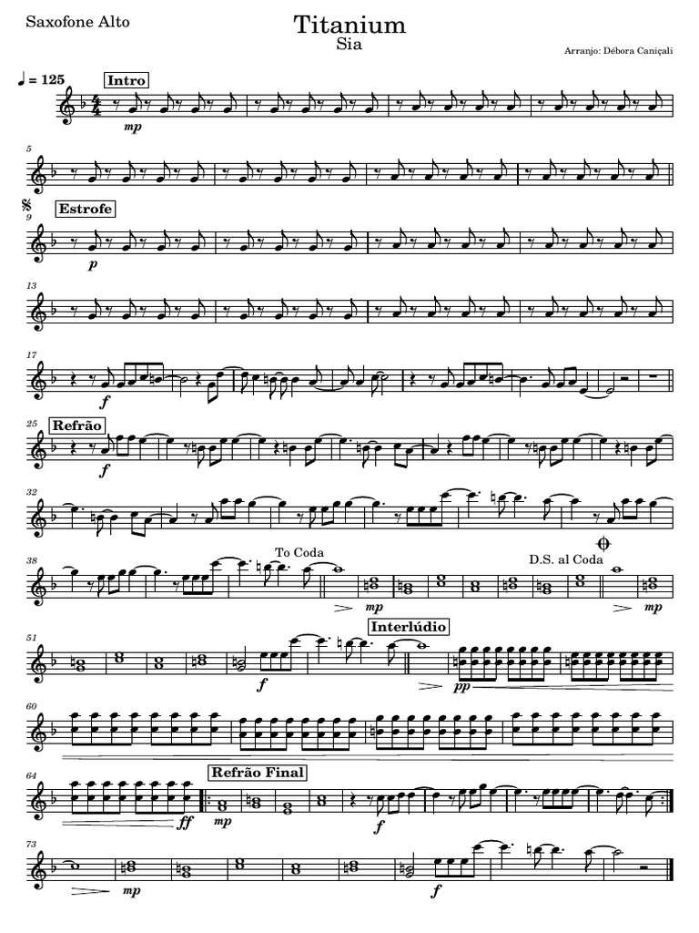 Titanium - Alto Sax | PDF | Songs Written | Song Recordings Produced