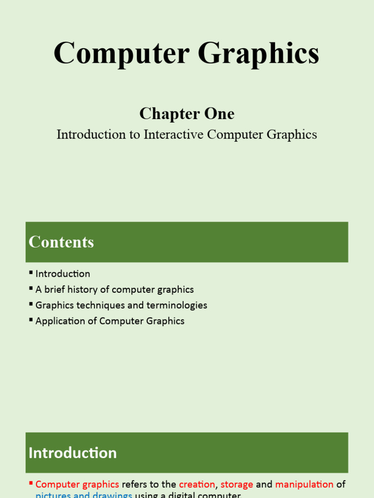 Computer Graphics Chapter-1 | PDF | Computer Graphics | 3 D Computer Graphics