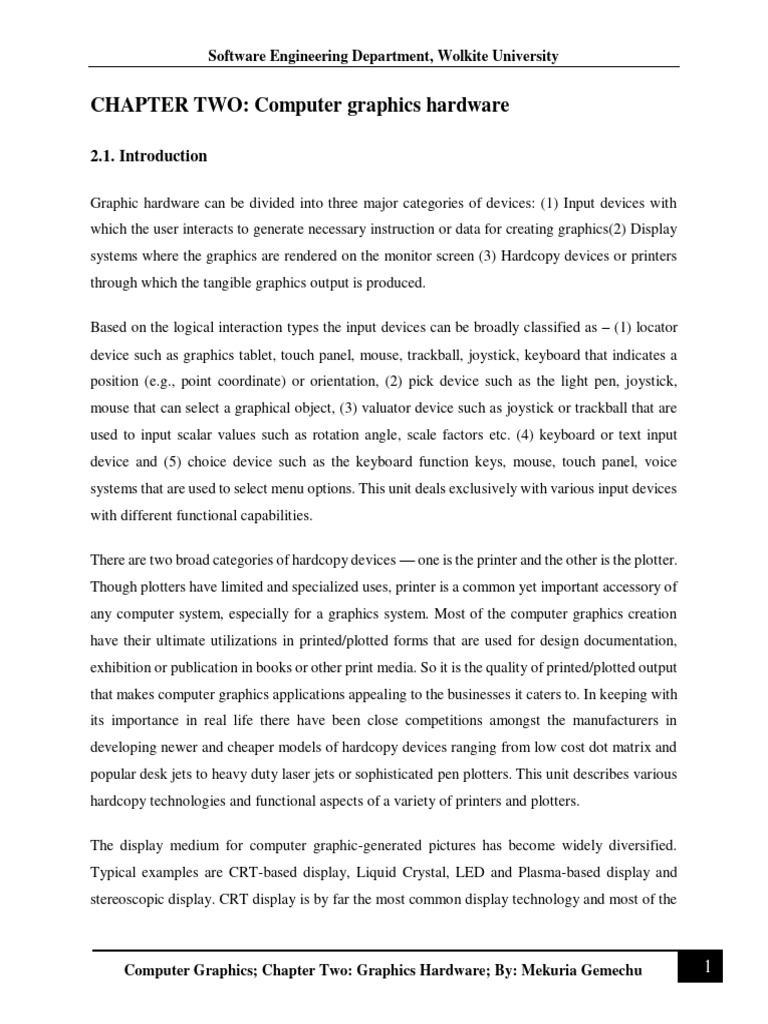 Computer Graphics Handout-Ch-2 | PDF | Computer Keyboard | Input/Output