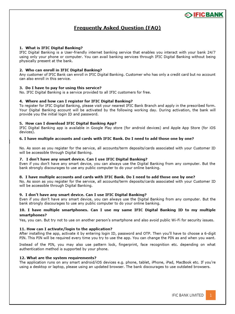 IFIC-Digital-Banking-FAQ-v.2 | PDF