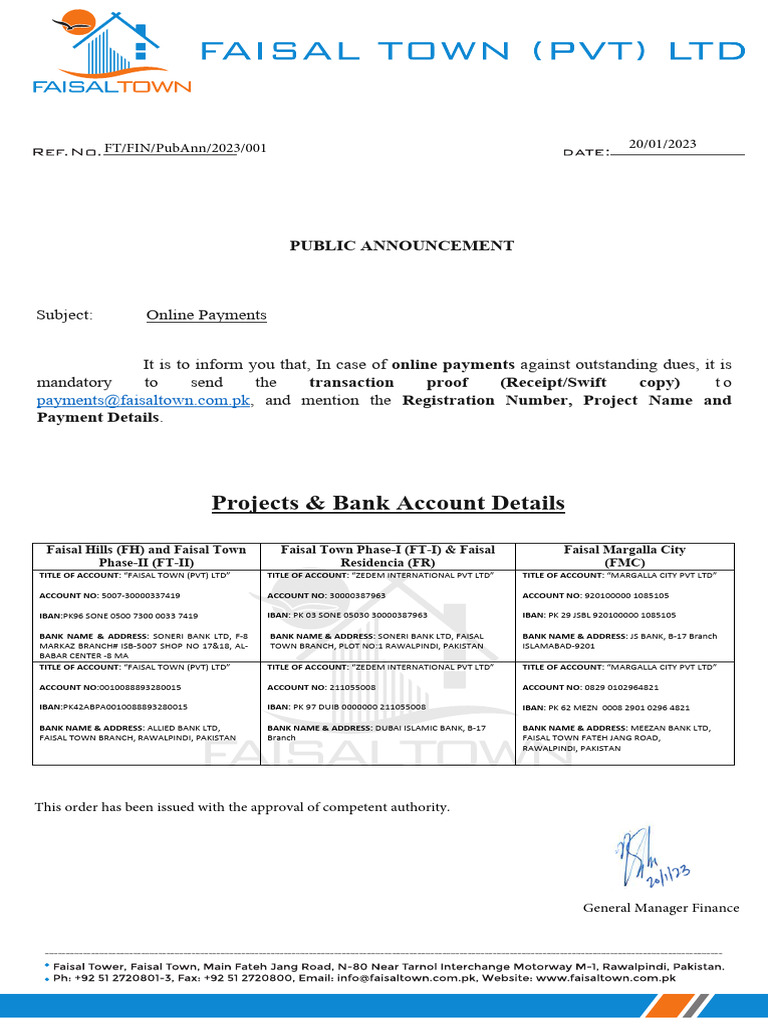 Faisal Town Phase II Online Payment Info | PDF | Finance & Money Management
