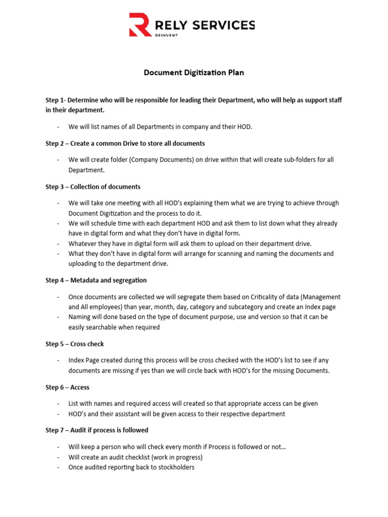 Document Digitization Plan | PDF