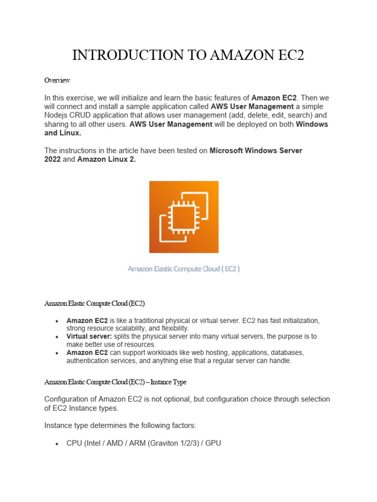 Introduction To Amazon Ec2 | PDF | Computer Science | Software Introduction To Amazon Ec2 | PDF | Computer Science | Software