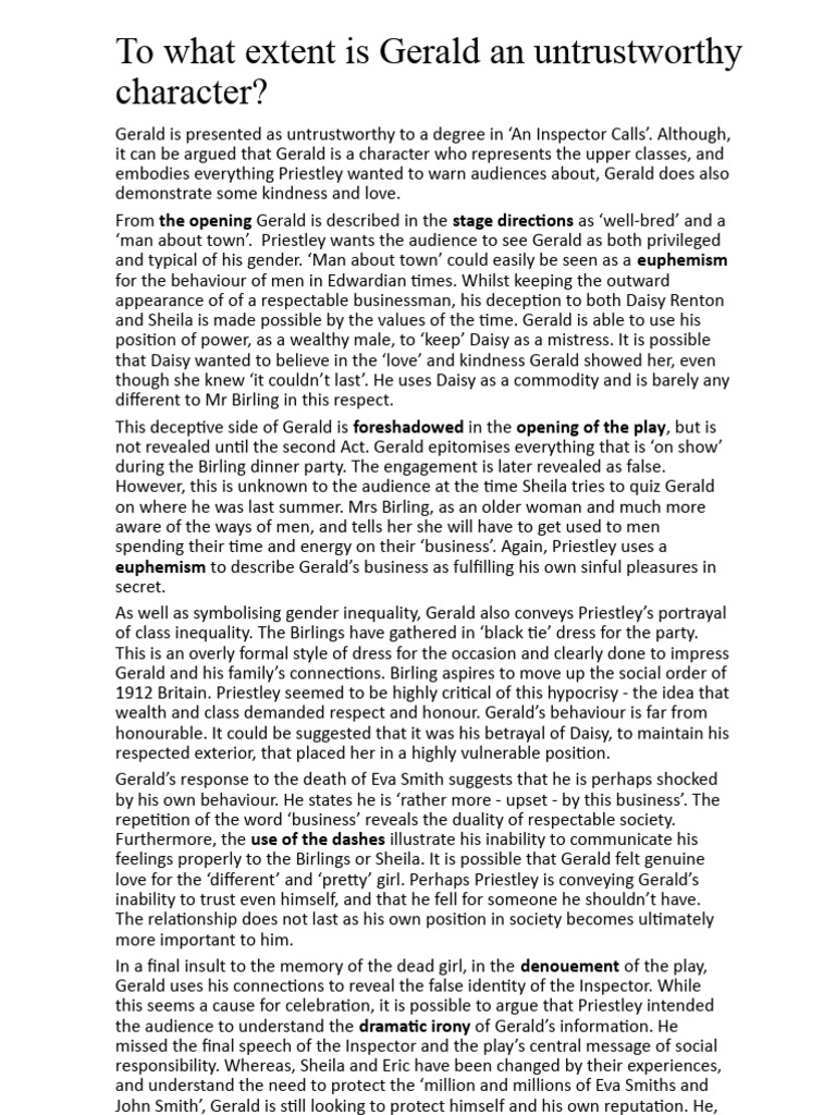 AIC 3. Sample Essay On Gerald | PDF