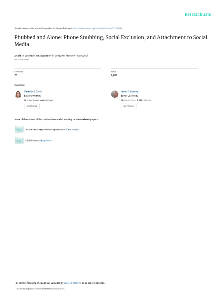 Base Paper - Phubbed and Alone - Directions For Phubbed and Phubber ...