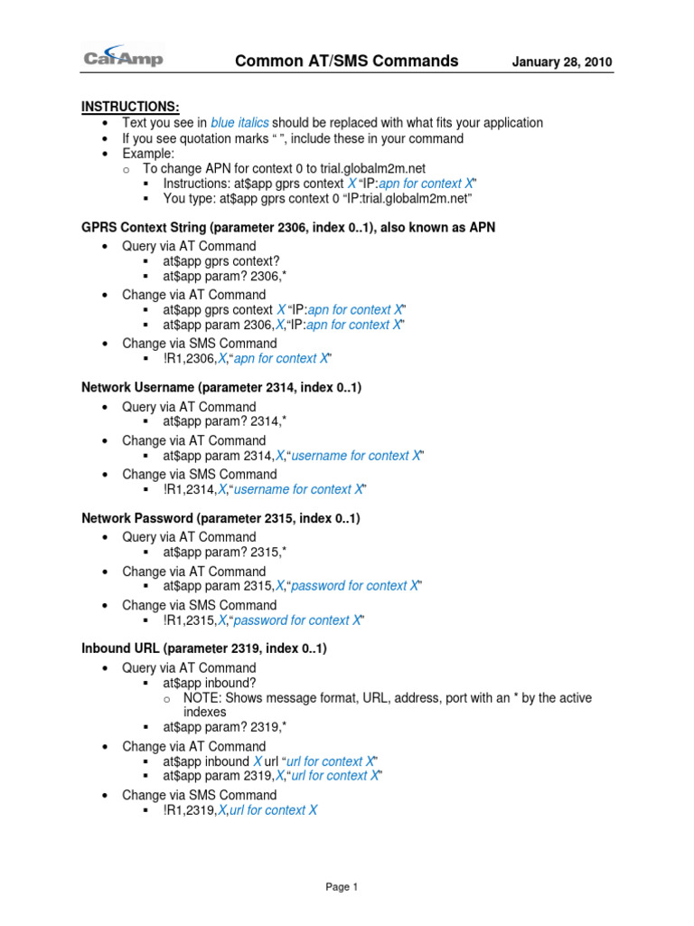 Common AT/SMS Command Guide | PDF | Modem | Computing