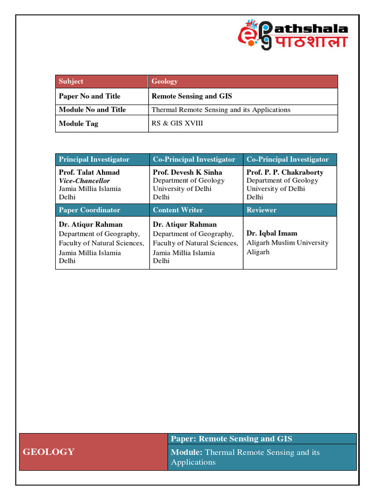 455 - Thermal Remote Sensing and Its Applications | PDF | Infrared ...