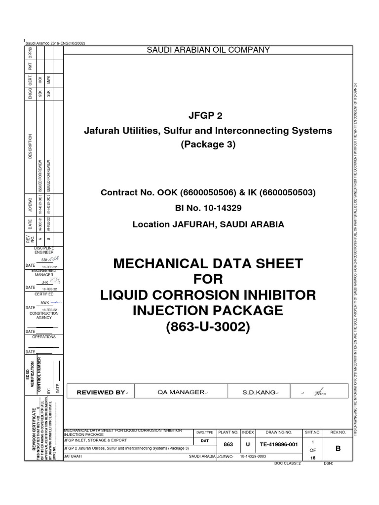 TE-419896-001 - 863-U-3002 - Liquid Corrosion Inhibitor Injection ...
