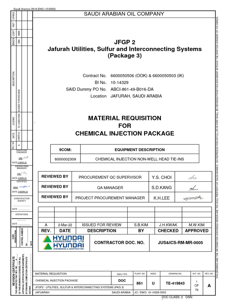 Chemical Injection Package Guide | PDF | Specification (Technical ...