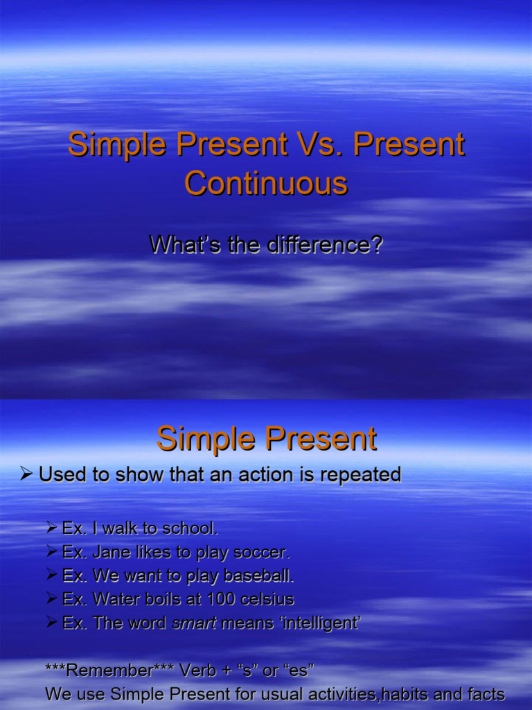 Simple Present vs. Present Progressive 2 | PDF | English Language ...