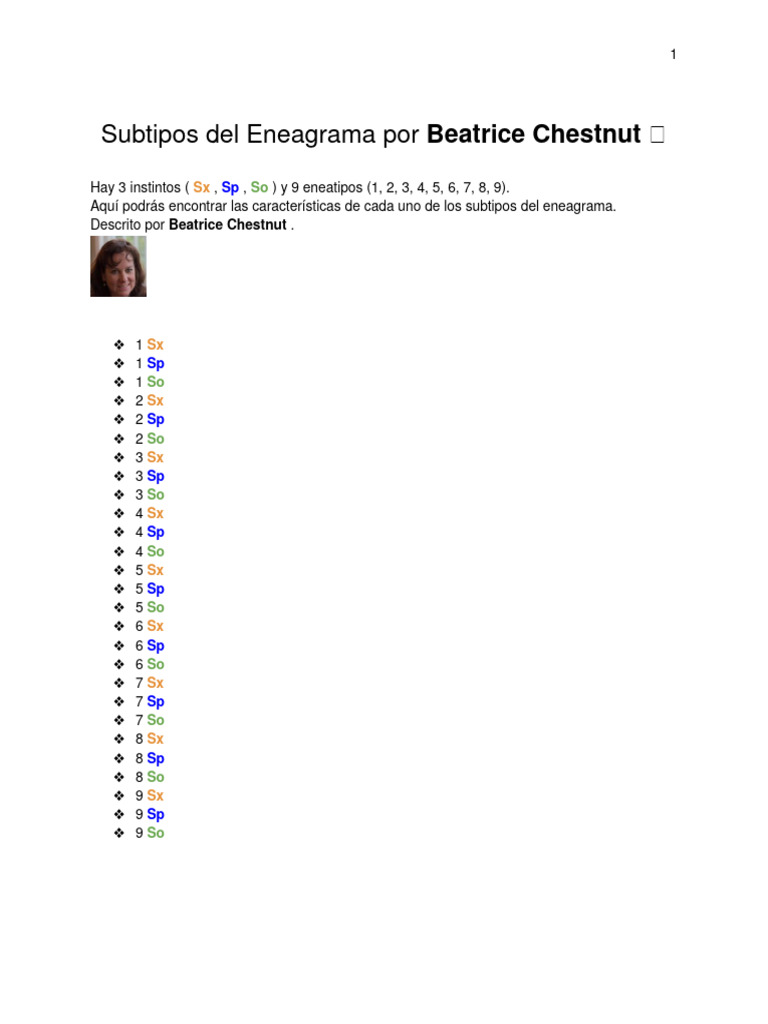 Subtipos de Eneagrama Beatrice Chestnut | Descargar gratis PDF ...