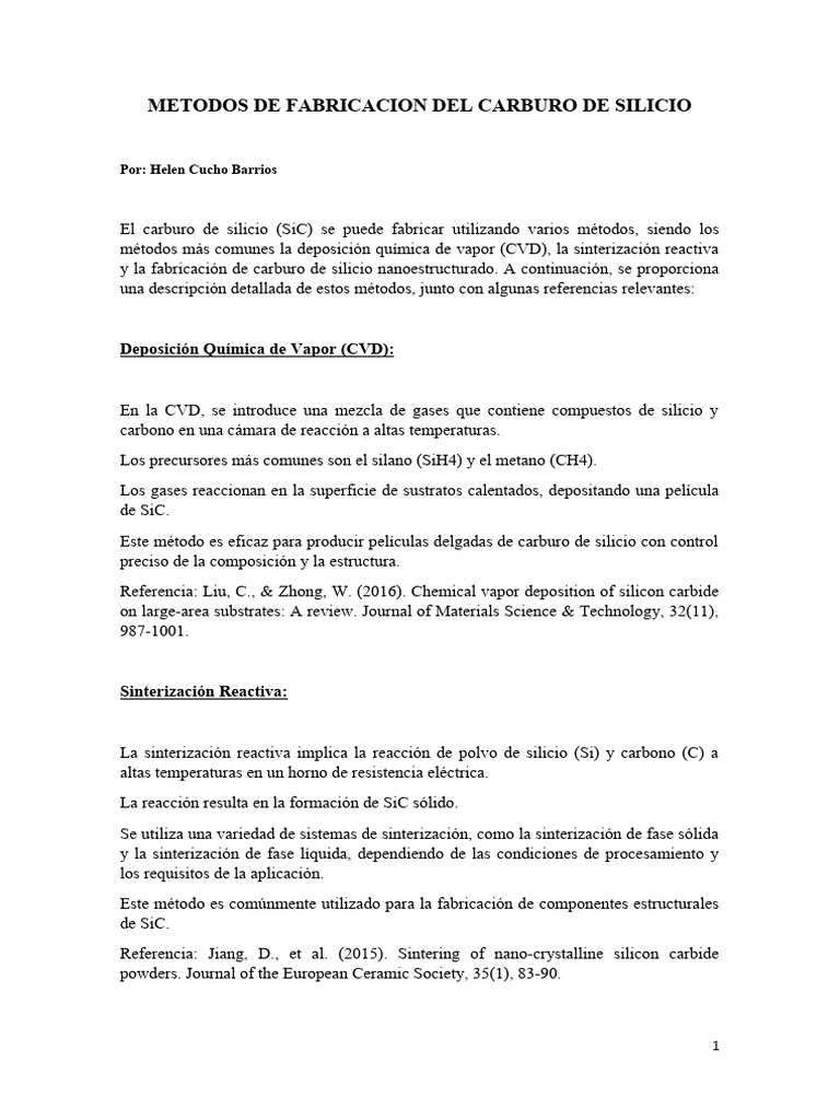 Proceso Acheson en Carburo de Silicio | PDF | Tecnología