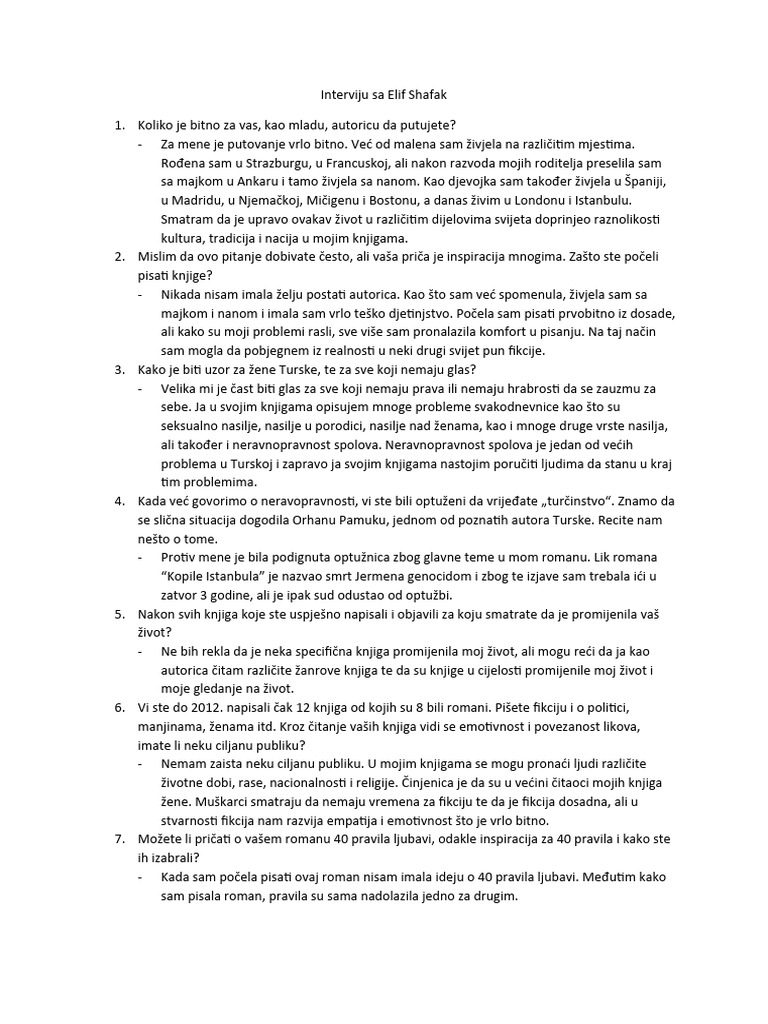 Interviju sa Elif Shafak | PDF