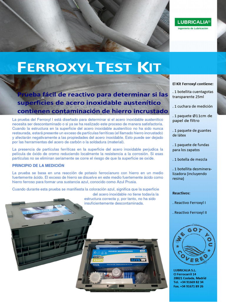 FT Ferroxyl-Test-Kit, New, SP | PDF | Acero inoxidable | Acero