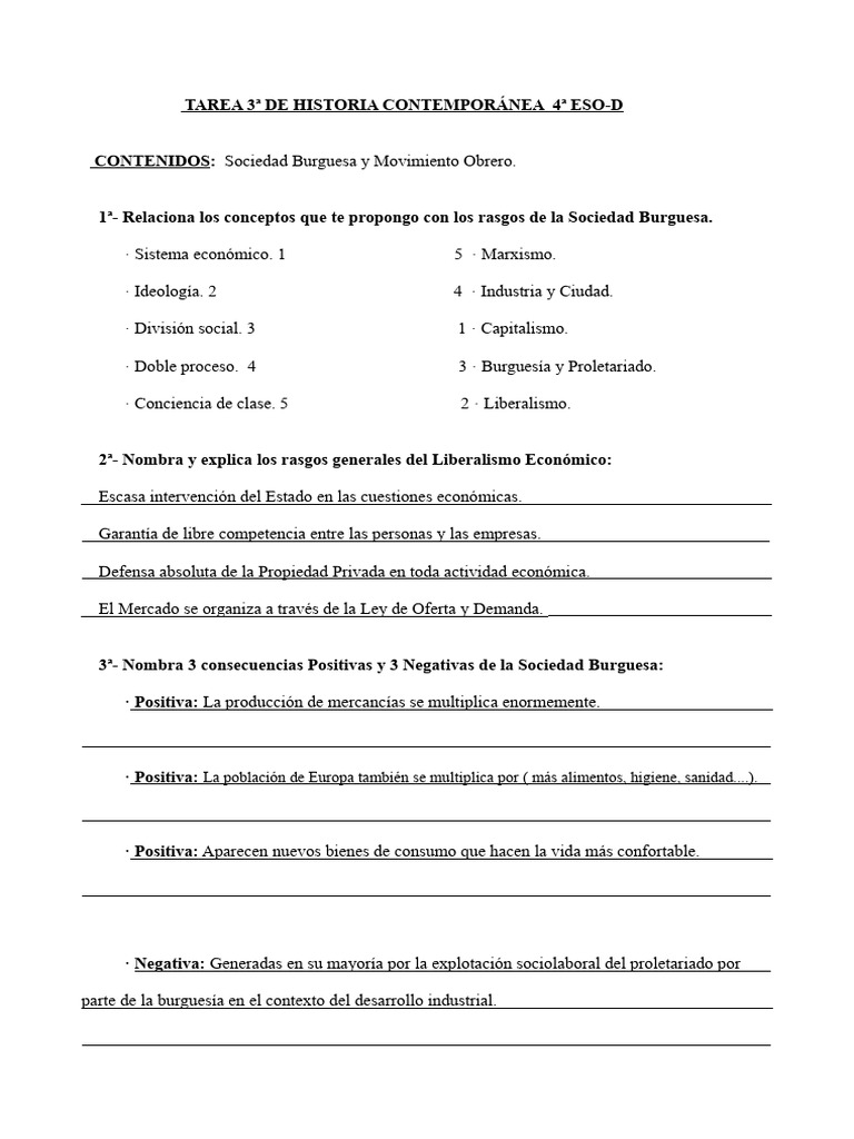 Tarea 3 - 4 ESO (Historia) | PDF | Socialismo | Anarquismo