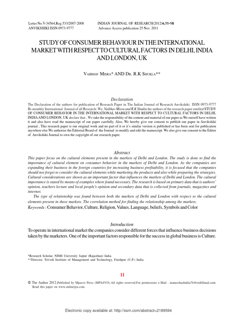 International Consumer Behavior File | PDF | Behavior | Consumer Behaviour