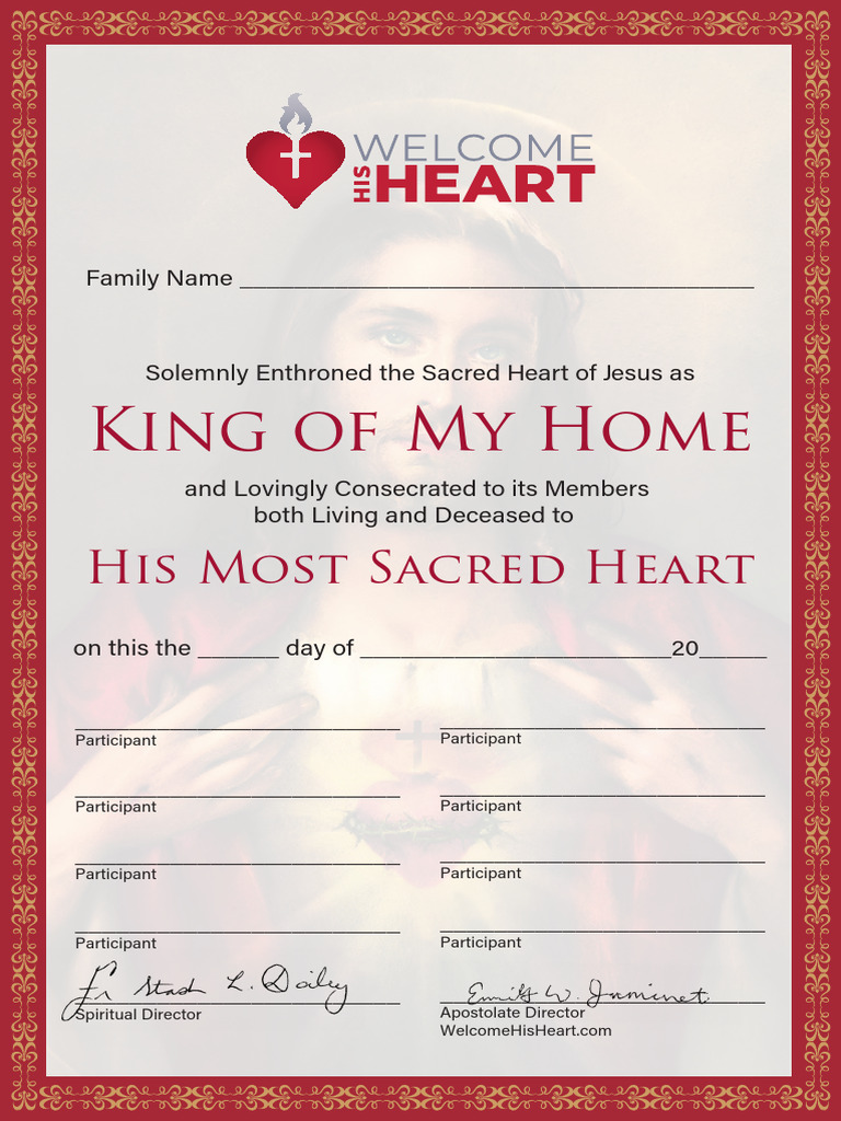 Sacred Heart Enthronement Certificate | PDF | Social Science
