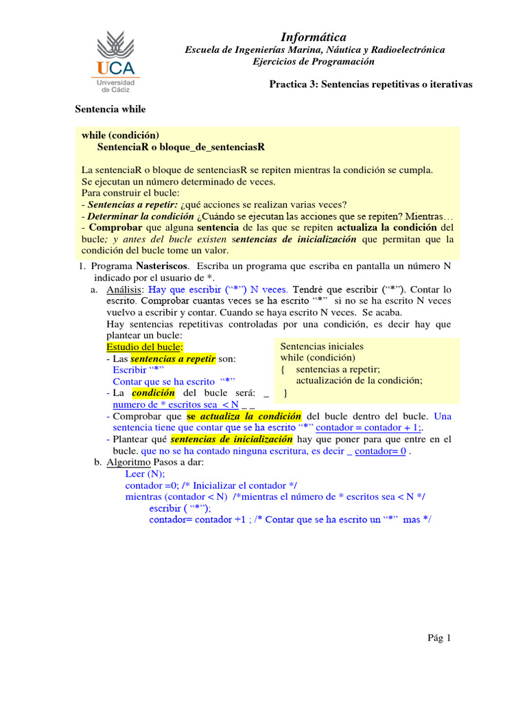 Practica 3. Bucles While | PDF | Programa de computadora | Programación