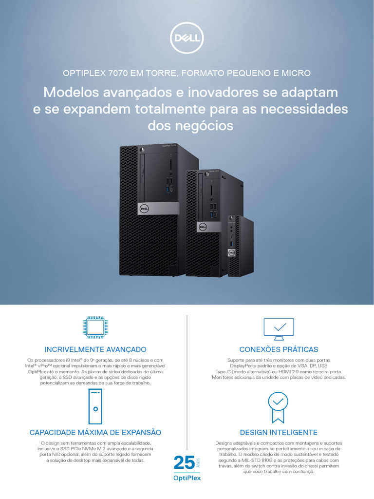 Dell Optiplex 7070 Spec Sheet | PDF | Disco de estado sólido | USB