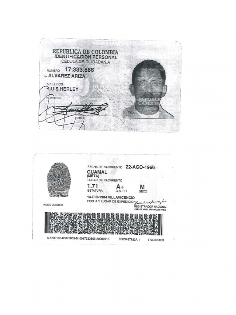 Cedula Luis Herley Alvarez | PDF Cedula Luis Herley Alvarez | PDF