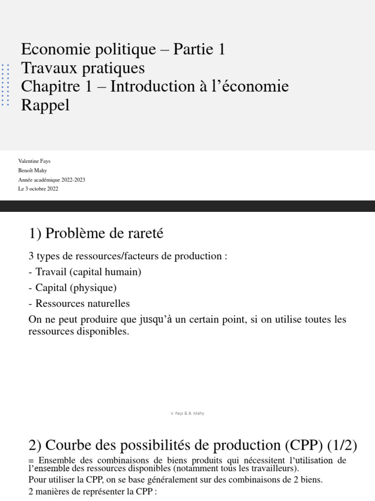 TP Chapitre 1 - Rappel | PDF | Économie | Business