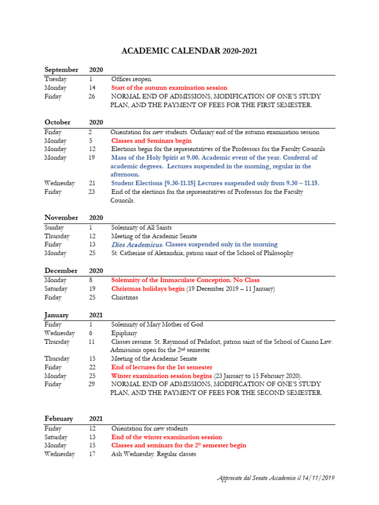 Calendario PUST 2020 2021 - 1 | PDF | Academic Term | Christian ...