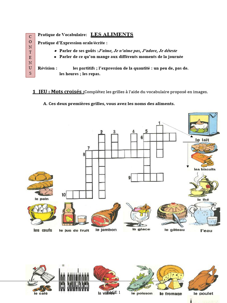 Les Aliments Activites Ludiques | PDF