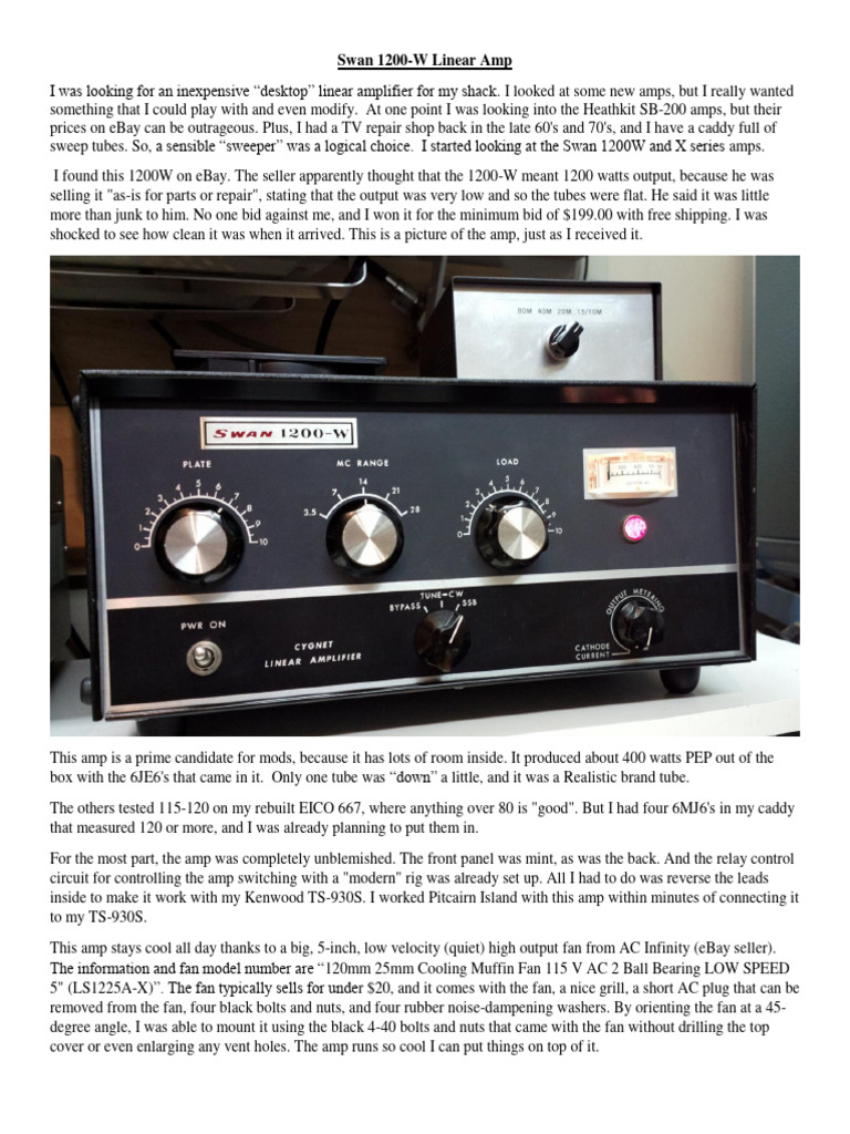 Swan 1200w Input Systems Long Version | PDF | Electronic Filter | Amplifier