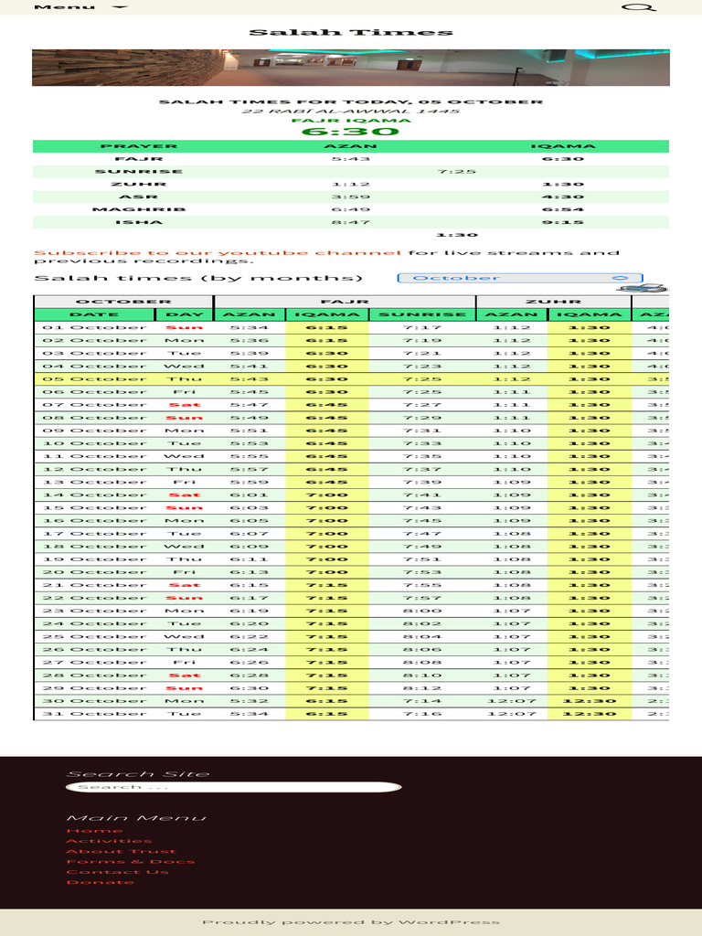 Salah Times - Glasgow Mena Trust 2 | PDF | Prayer | Theocracy