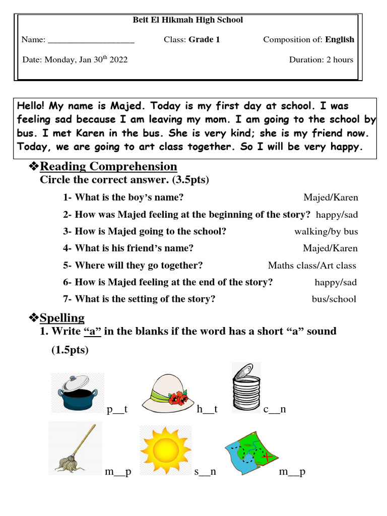 Grade 1 Exam 2 | Download Free PDF | Language Families | Syntax