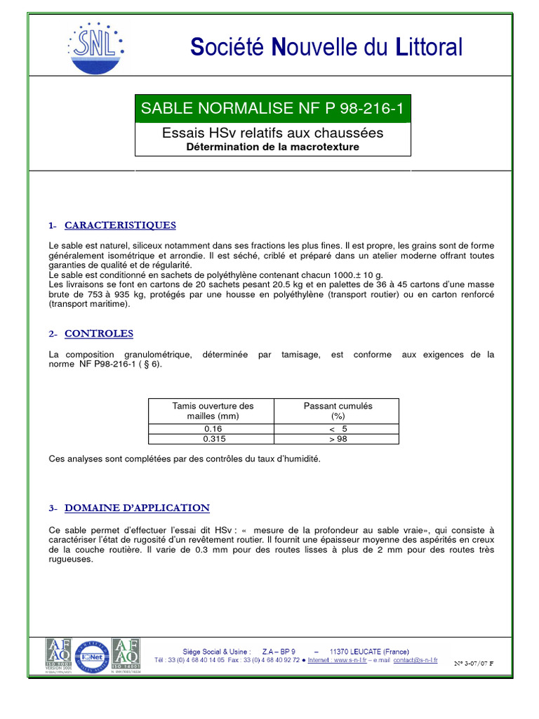 3 Sable HSV NF P 98-216 Francais | PDF