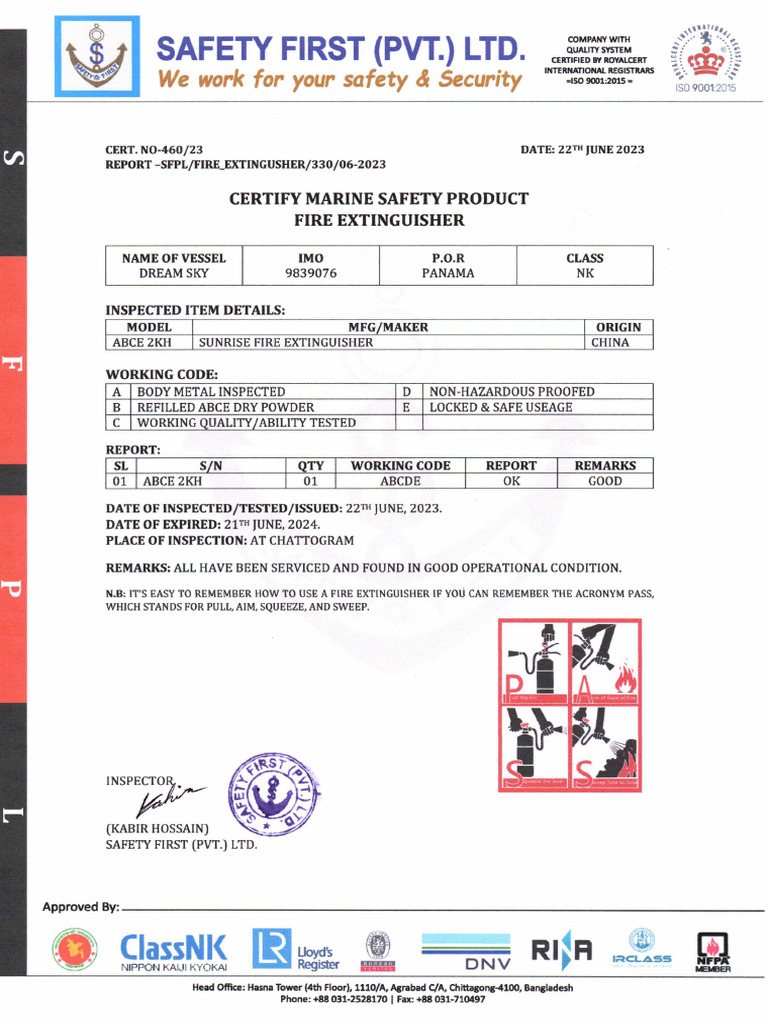 Fire Extingusher Certificate | PDF