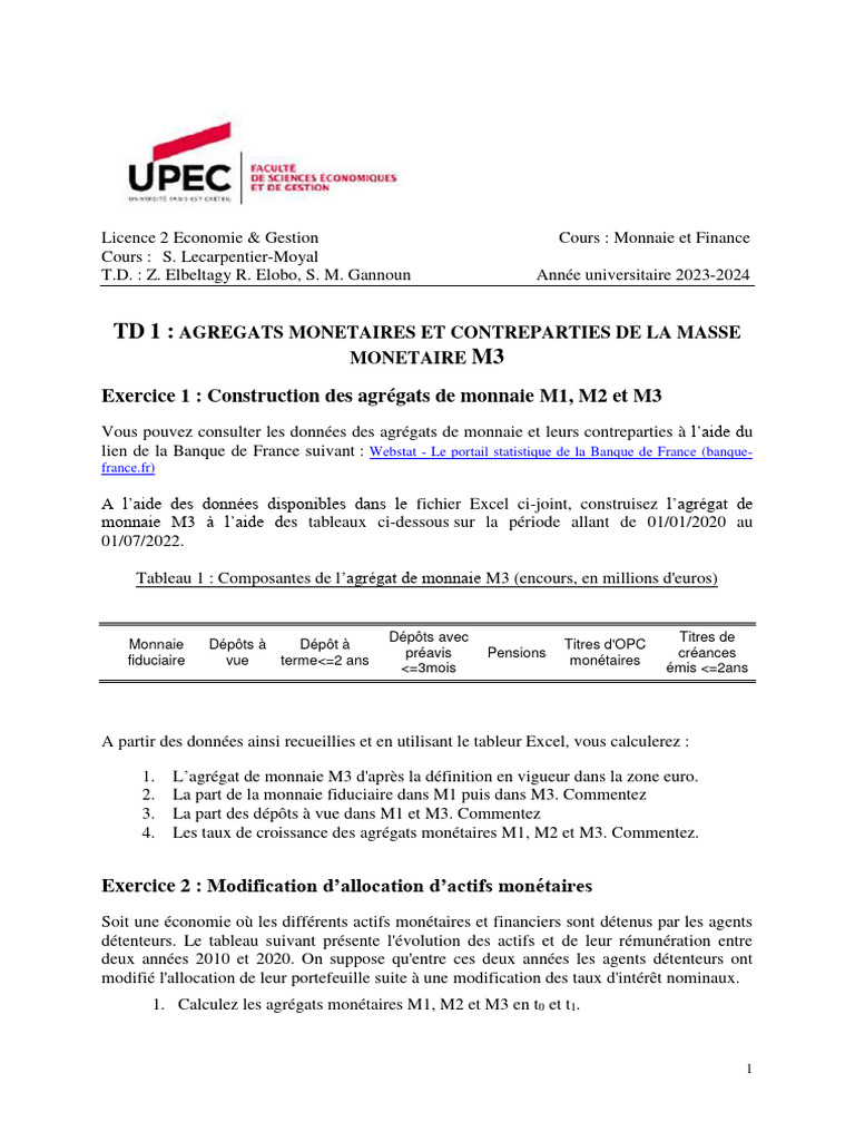 TD1 - L2 - Eco 2023 | PDF