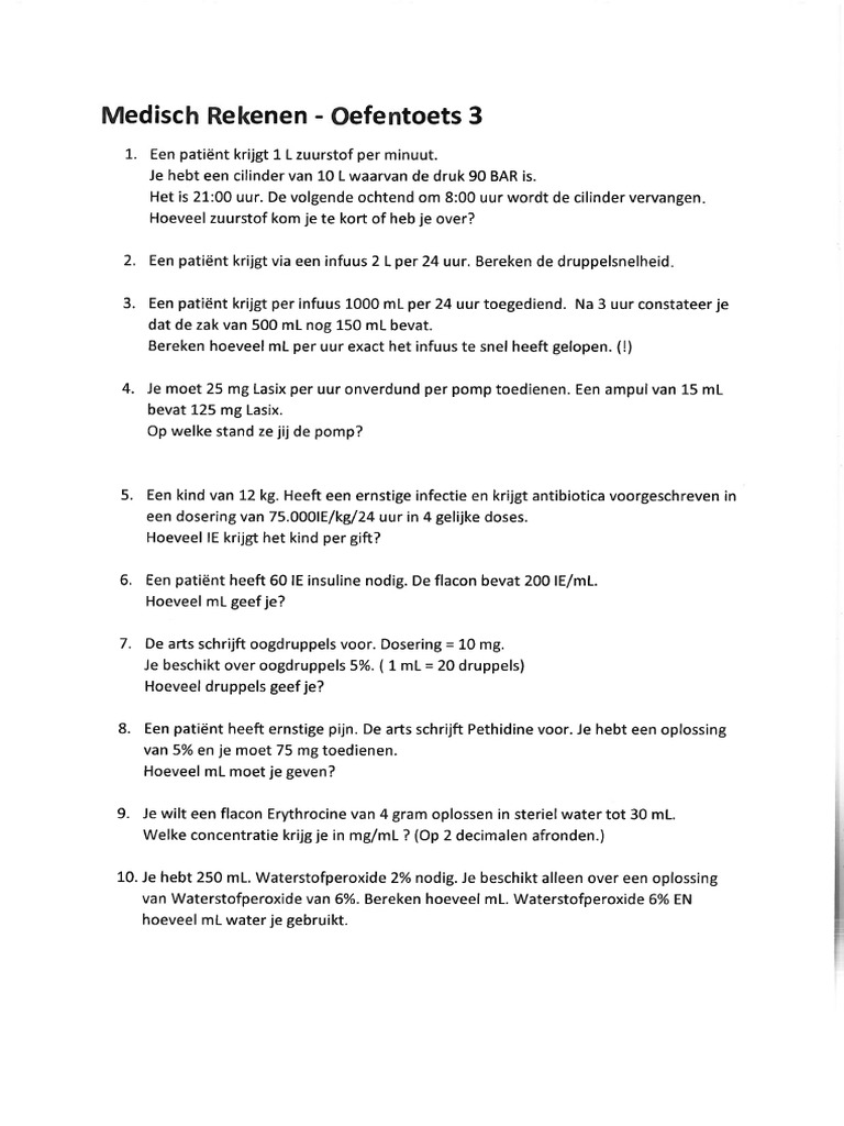 Oefen Eindtoets 3 Medisch Rekenen | PDF