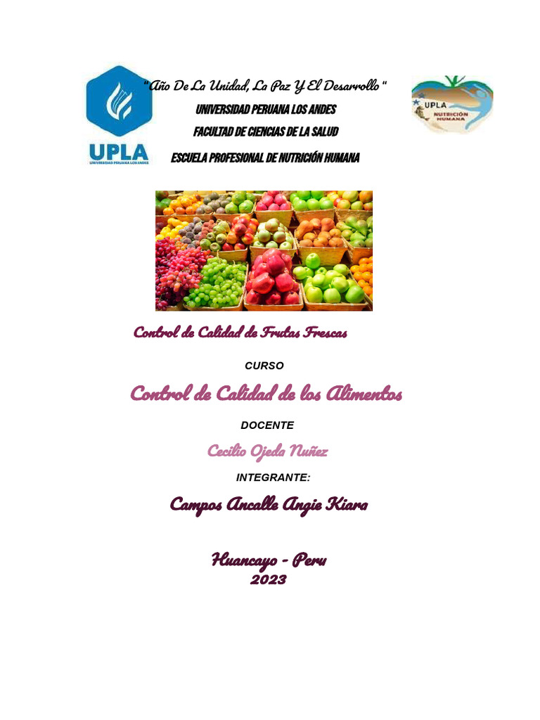 Control De Calidad Frutas Pdf Alimentos Nutrición
