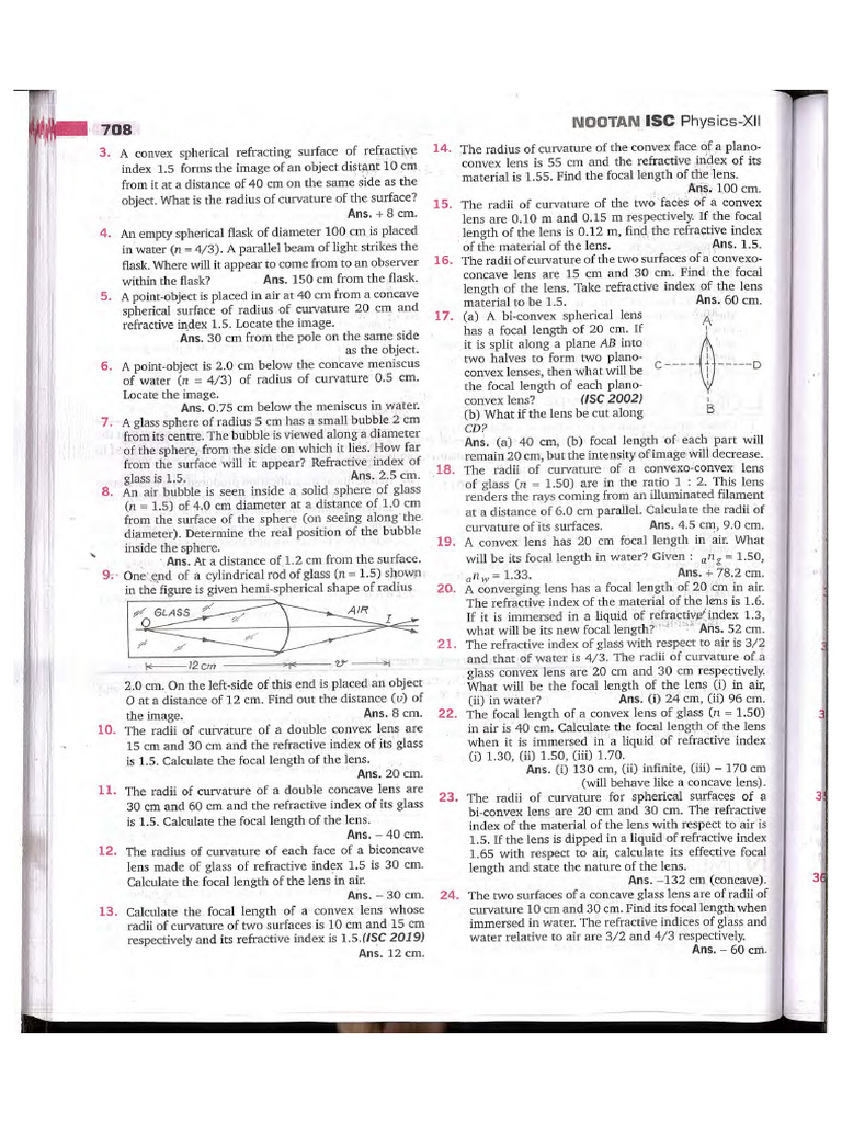 Refraction At Spherical Surfaces Numericals Pdf