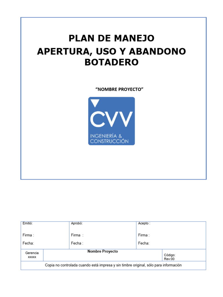 Plan de Manejo Botadero | PDF | Mitigación del cambio climático | Camión