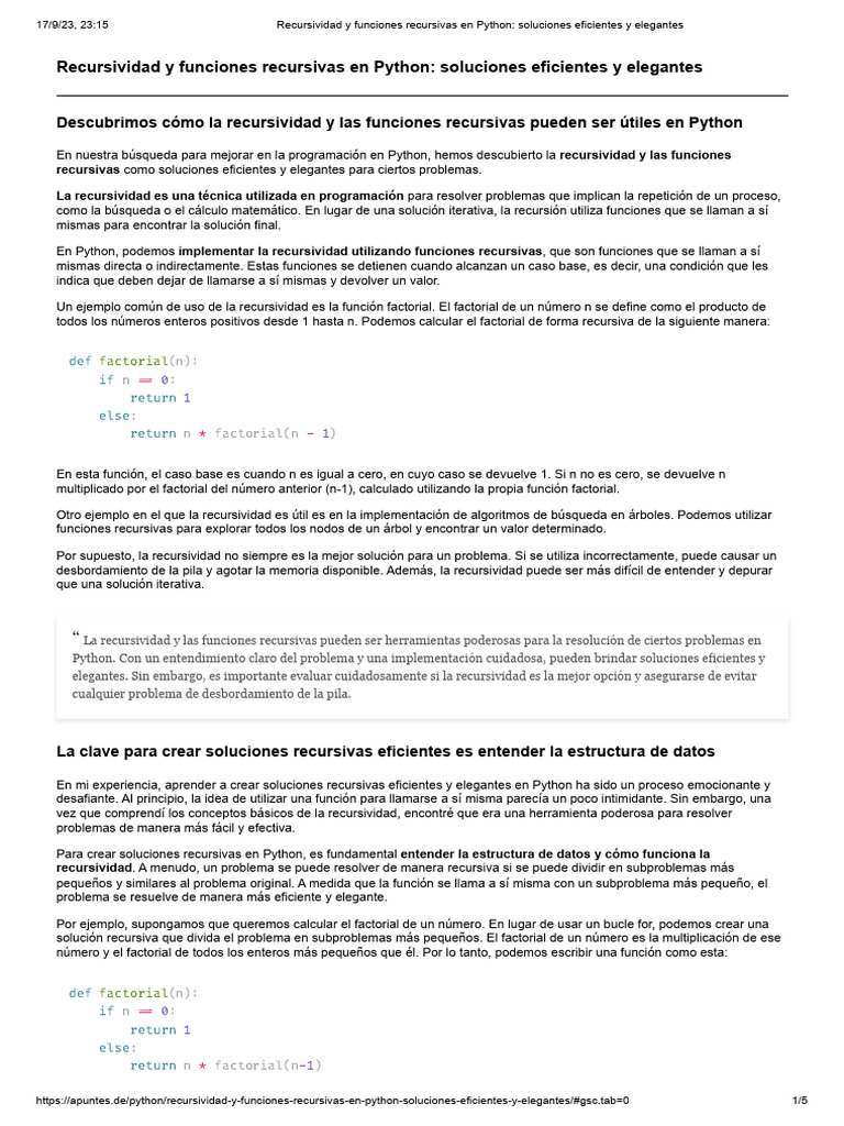 Python Recursividad y Funciones | PDF | Métodos y materiales de enseñanza | Arte