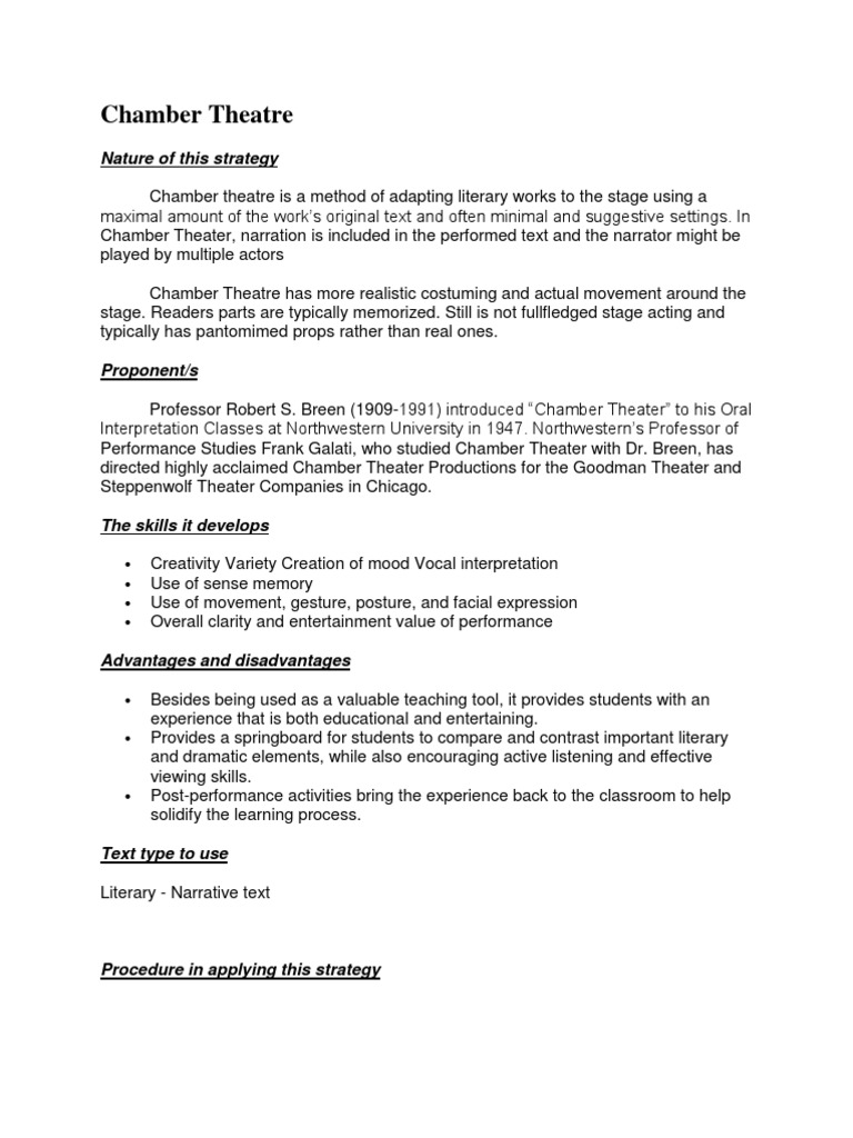Chamber Theatre | PDF | Theatre | Narrative