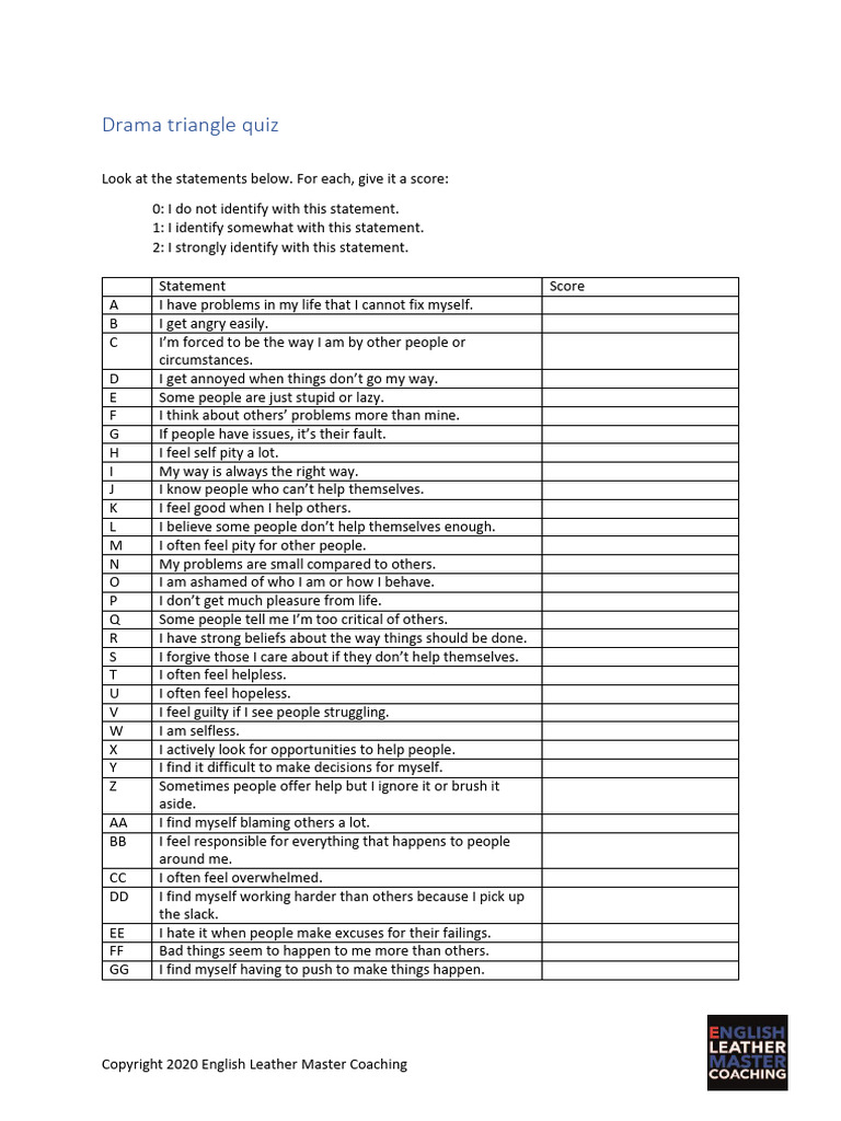 Drama Triangle Quiz | PDF | Psychology