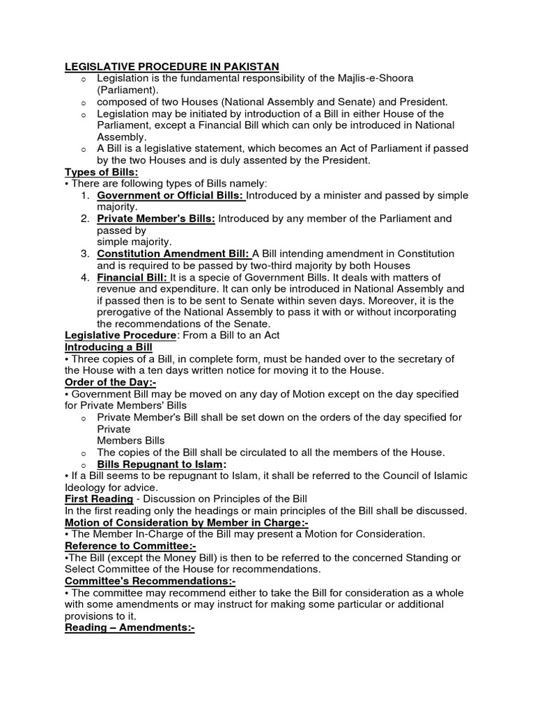 Law Making Process | PDF | Bill (Law) | Act Of Parliament