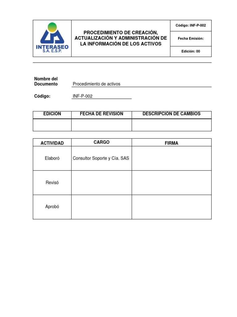 INF IMP P 002 Interaseo Procedimiento Equipos 08 Jul 2014 | PDF