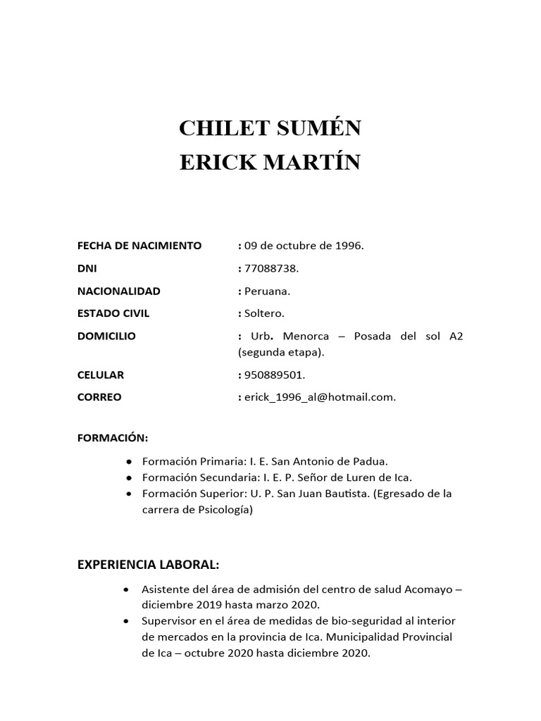 CV - Erick Chilet - 2023 | PDF