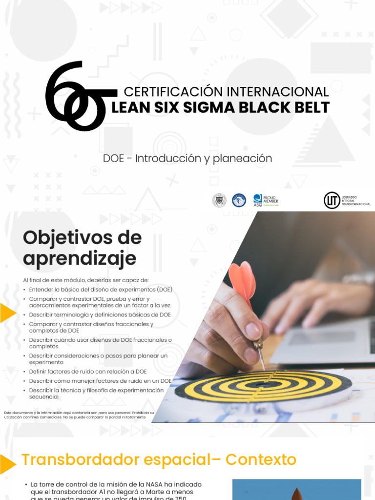 44 - LSS BB Training DOE pt.1 | PDF | Diseño de experimentos | Experimentar