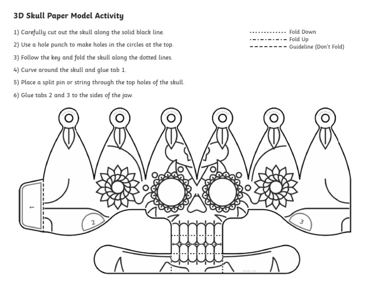 3D Skull Paper Craft Guide | PDF
